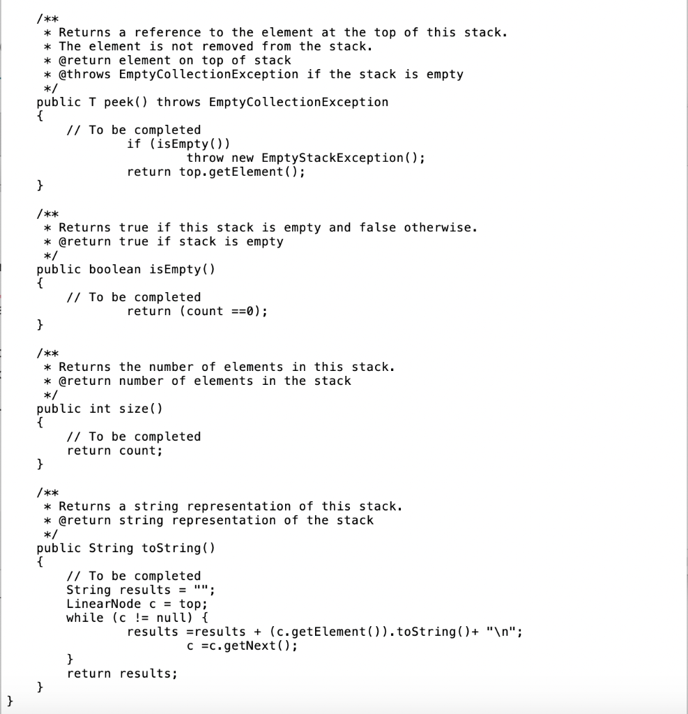 Solved Write a class called StackHand which implements the | Chegg.com