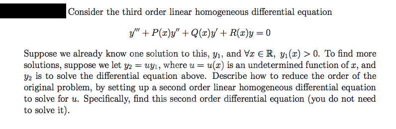 Solved Consider The Third Order Linear Homogeneous