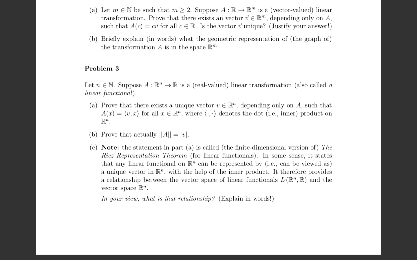 Solved (a) Let meN be such that m≥2. Suppose A: RRm is a | Chegg.com