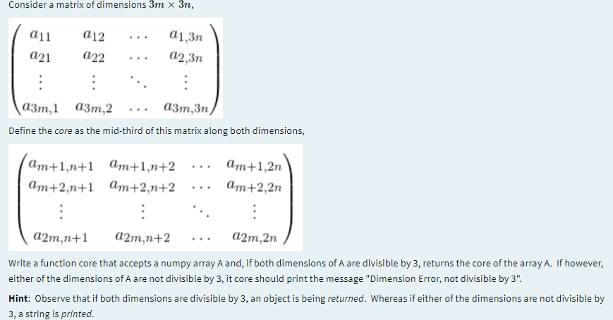 Consider a matrix of dimensions 3m x 3n, 012 011 021 | Chegg.com