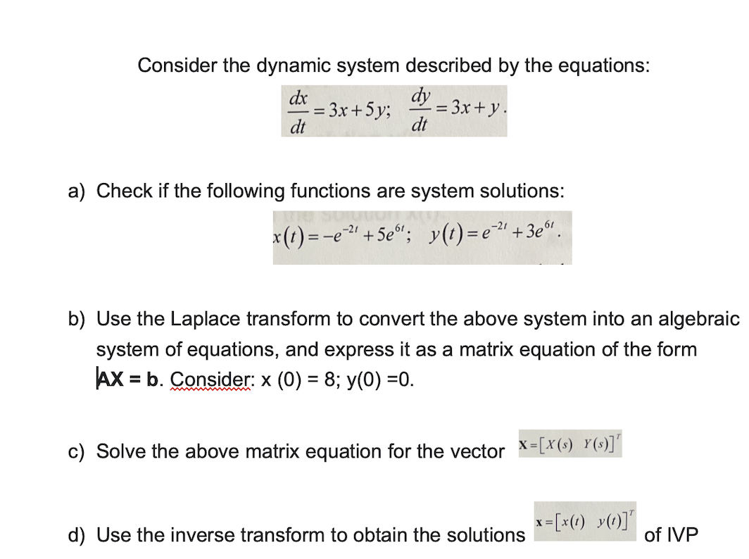 Solved Consider the dynamic system described by the | Chegg.com