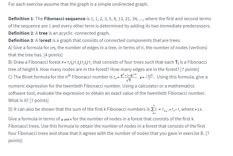 Solved For each exercise assume that the graph is a simple | Chegg.com