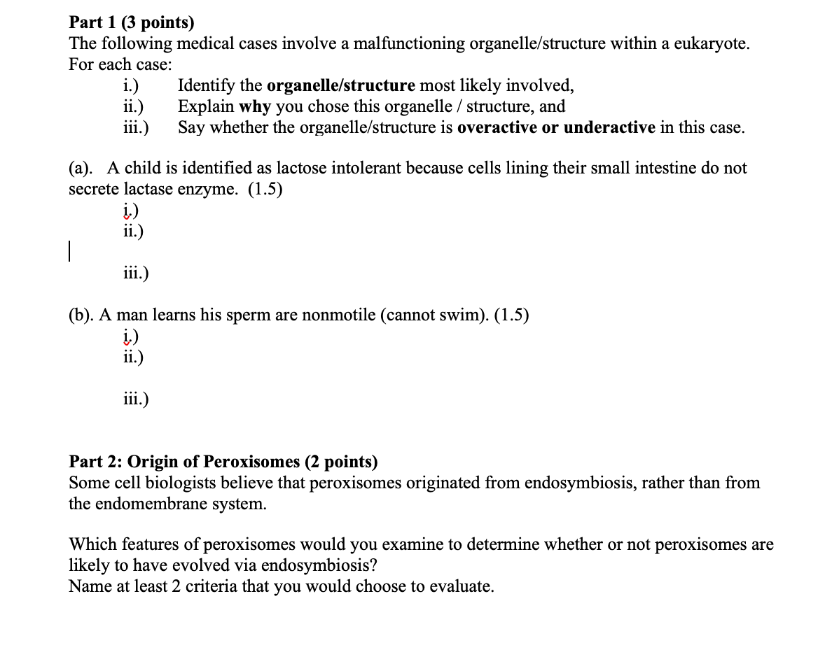 Solved Part 1 (3 points) The following medical cases involve | Chegg.com