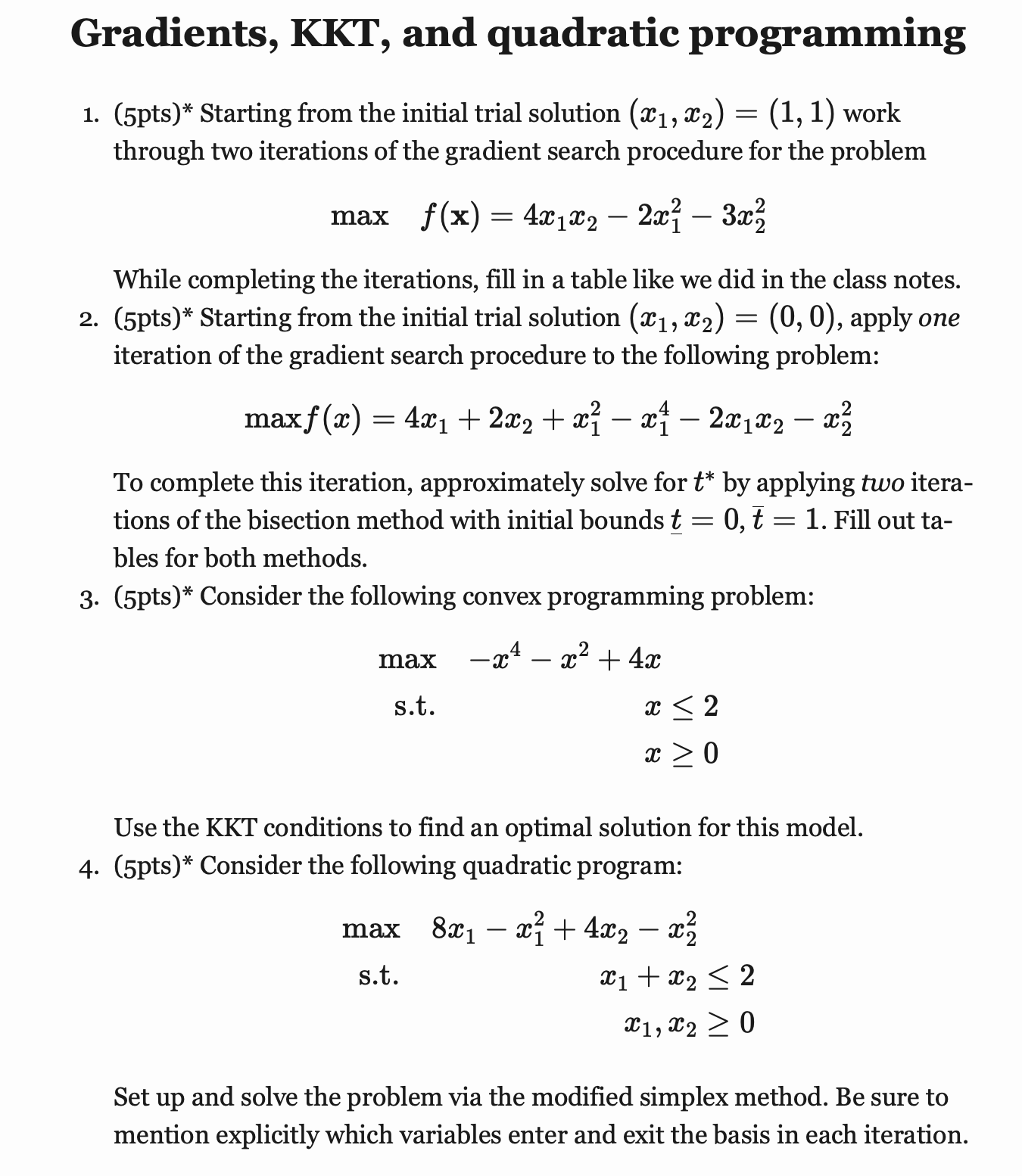 Solved Gradients, KKT, and quadratic programming 1. (5pts)* | Chegg.com