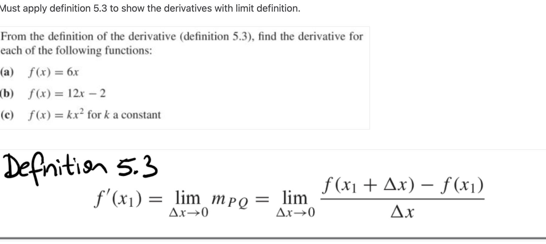 Solved From the definition of the derivative (definition | Chegg.com