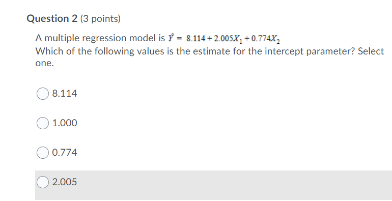 Solved Question 2 (3 points) A multiple regression model is | Chegg.com