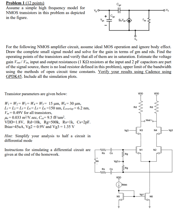 Solved Problem 1 (12 ﻿points)Assume a simple high frequency | Chegg.com