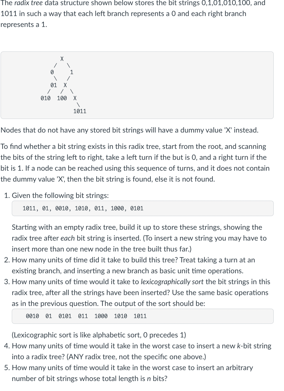 Solved The radix tree data structure shown below stores the | Chegg.com