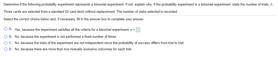 Solved Determine if the following probability experiment | Chegg.com