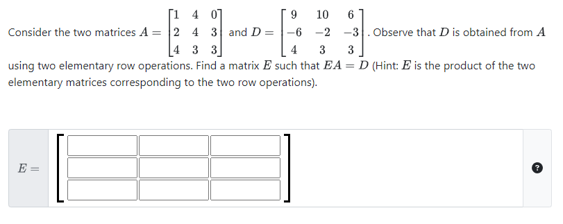 Solved Consider the two matrices A=⎣⎡124443033⎦⎤ and | Chegg.com