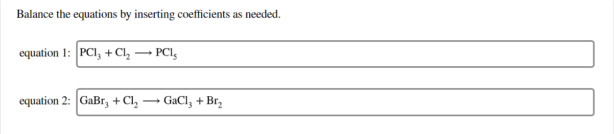 Solved Balance the equations by inserting coefficients as | Chegg.com