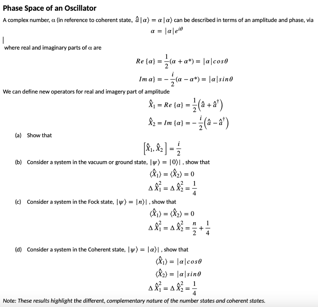 Solved Phase Space of an Oscillator A complex number, a (in | Chegg.com