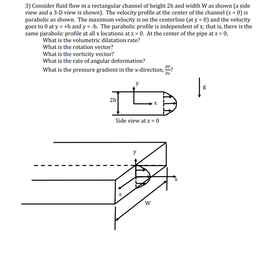 Solved 3) Consider fluid flow in a rectangular channel of | Chegg.com