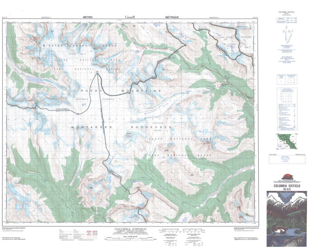 Solved Using the Columbia Ice-fields and Wainwright map | Chegg.com