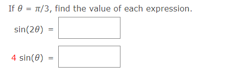 Solved If \\( \\theta=\\pi / 3 \\), find the value of each | Chegg.com