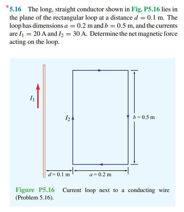 Solved *5.16 The long, straight conductor shown in Fig. | Chegg.com
