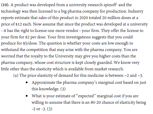 (10). A product was developed from a university | Chegg.com