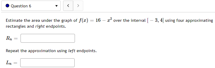 Solved Estimate the area under the graph of f(x)=16−x2 over | Chegg.com