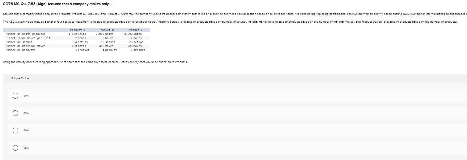 Solved COTB MC Qu. 7.83 (Algo) Assume that a company makes | Chegg.com