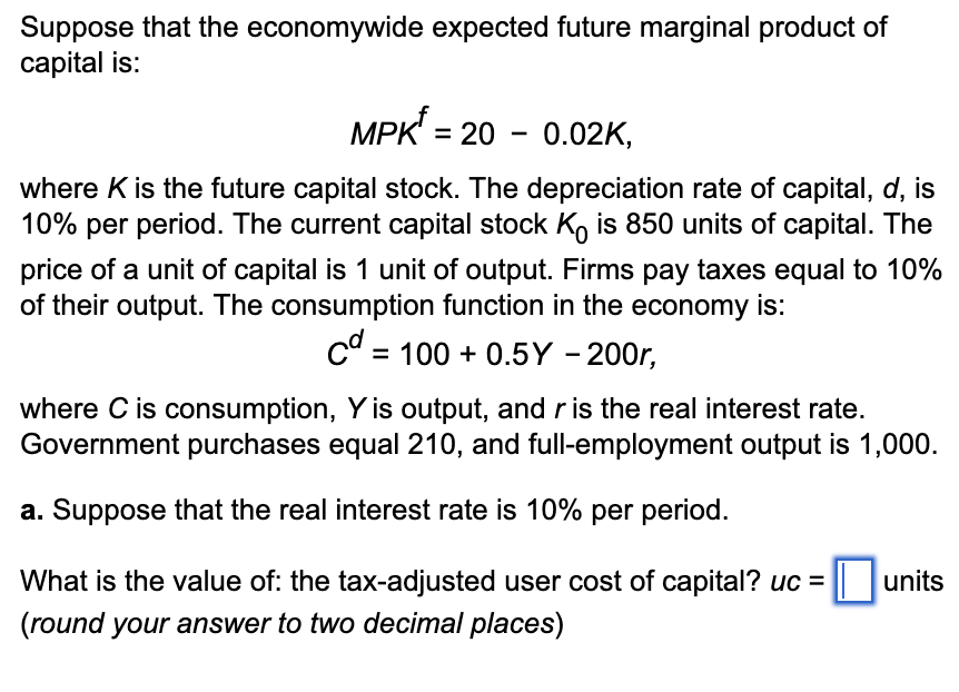 Solved Suppose that the economywide expected future marginal | Chegg.com