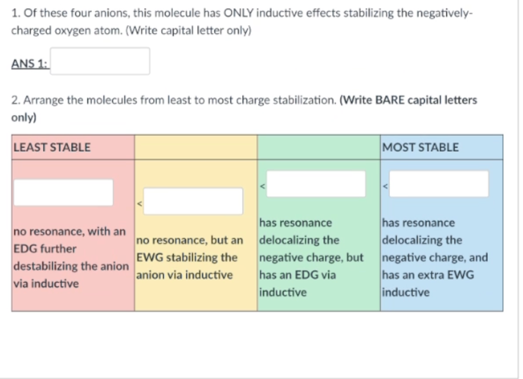 Solved Charge Stability REFER TO CHOICES BELOW: A 1. Of | Chegg.com