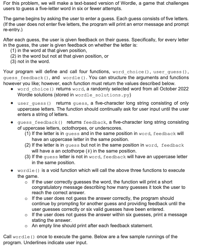 Solved For this problem, we will make a text-based version | Chegg.com