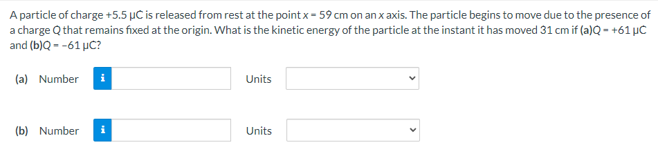 Solved A particle of charge +5.5\\\\mu C is released from | Chegg.com