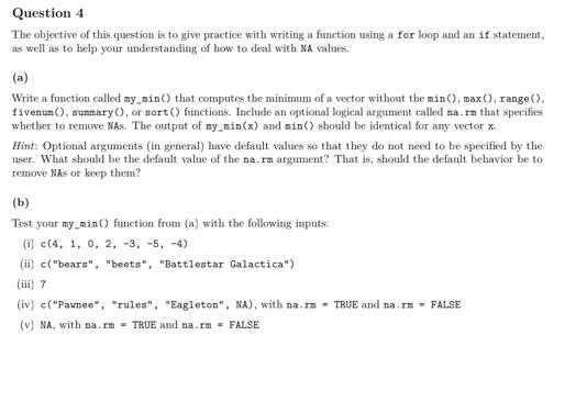 Solved Question 4 The objective of this question is to give | Chegg.com