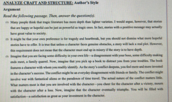 Solved ANALYZE CRAFT AND STRUCTURE: Author's Style Argument | Chegg.com