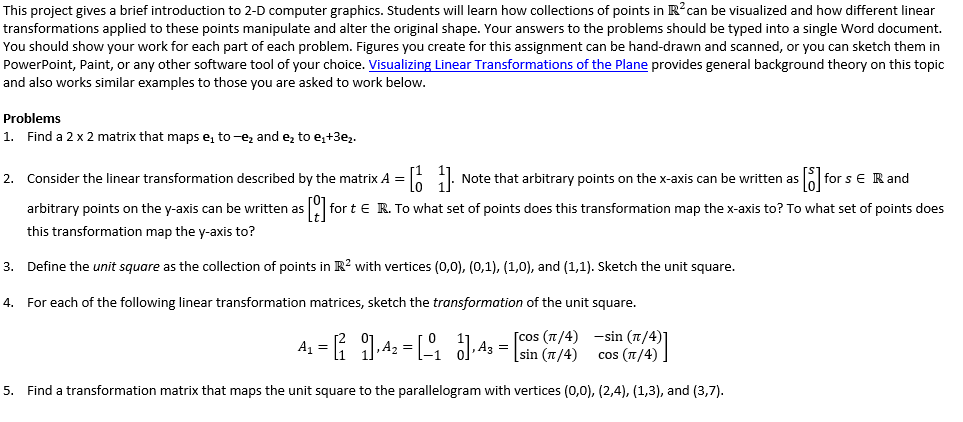Solved This project gives a brief introduction to 2-D | Chegg.com