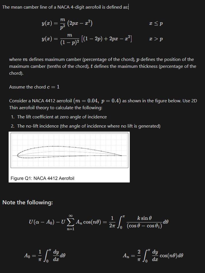 Solved The mean camber line of a NACA 4-digit aerofoil is | Chegg.com