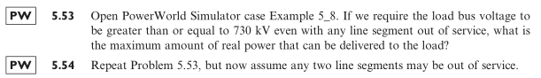 Solved PW 5.53 Open PowerWorld Simulator case Example 5_8. | Chegg.com