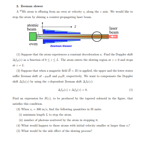 Solved 2. Zeeman slower A 87Rb atom is effusing from an oven | Chegg.com