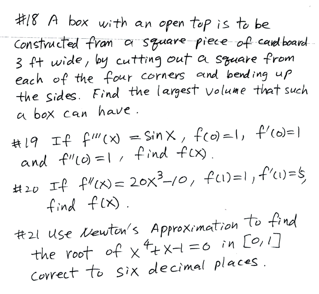 Solved X #18 A box with an open top is to be constructed | Chegg.com