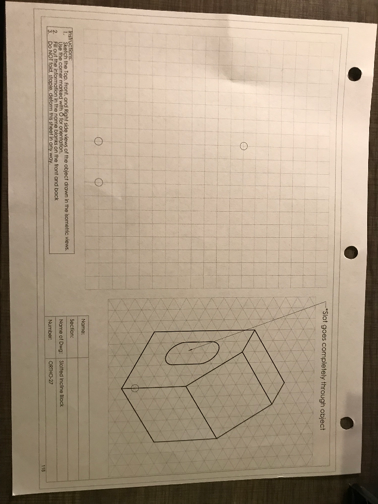 Solved Sketch the Isometric view of the object drawn in the | Chegg.com