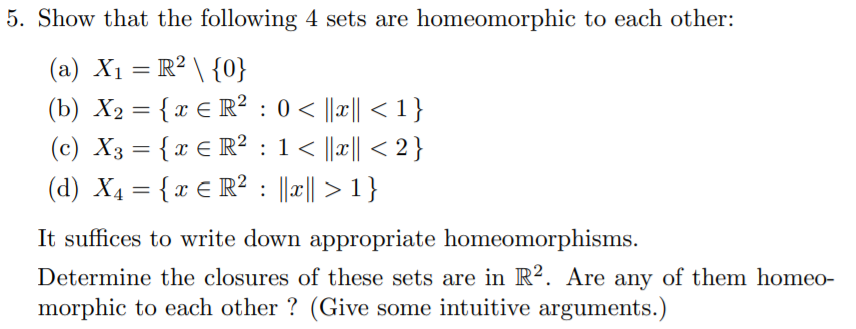 Solved 5. Show that the following 4 sets are homeomorphic to | Chegg.com