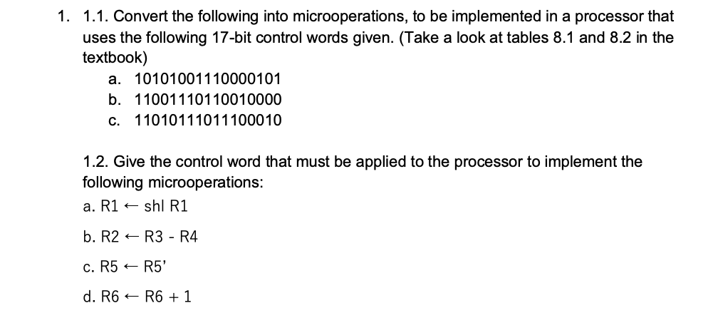TABLE 8-1 Encoding of Register Selection Fields | Chegg.com