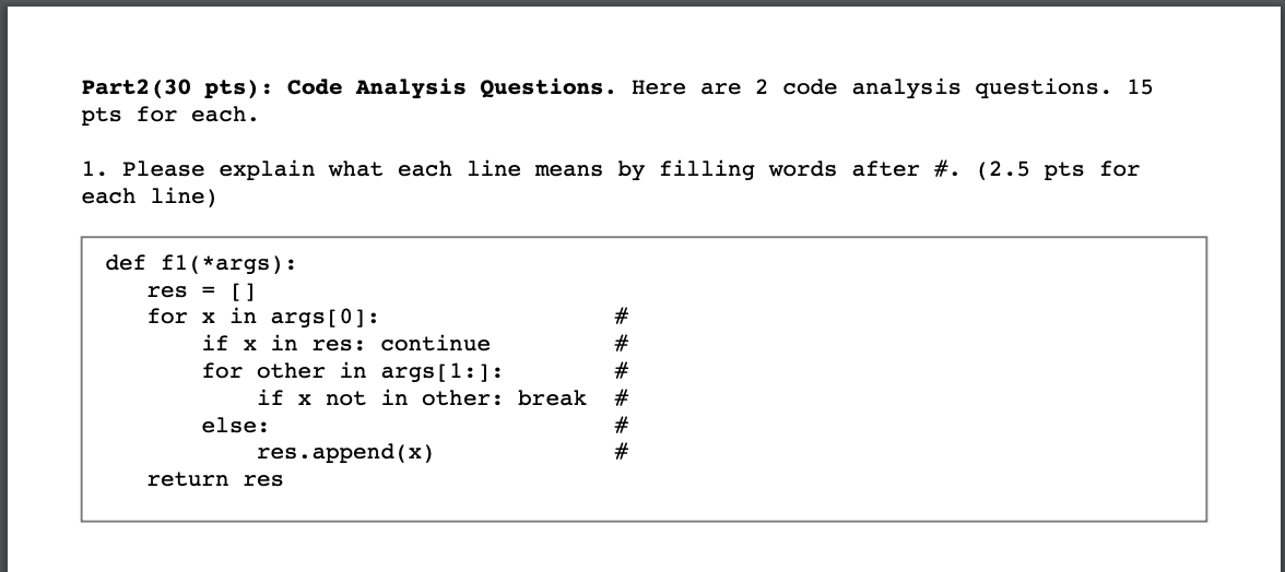 Solved Part2 (30 pts): Code Analysis Questions. Here are 2 | Chegg.com