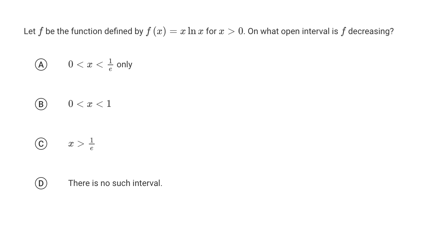 Solved Let f ﻿be the function defined by f(x)=xlnx ﻿for x>0. | Chegg.com