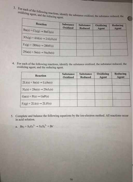 Solved 3. For each of the following reactions, identify | Chegg.com