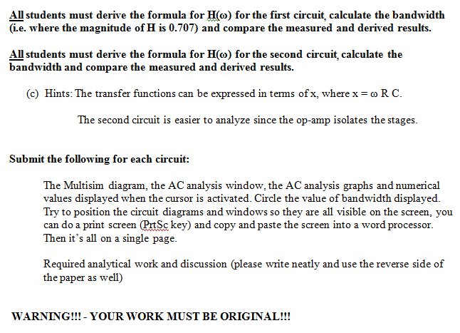 AC Circuit Analysis with Multisim (a) Create the | Chegg.com