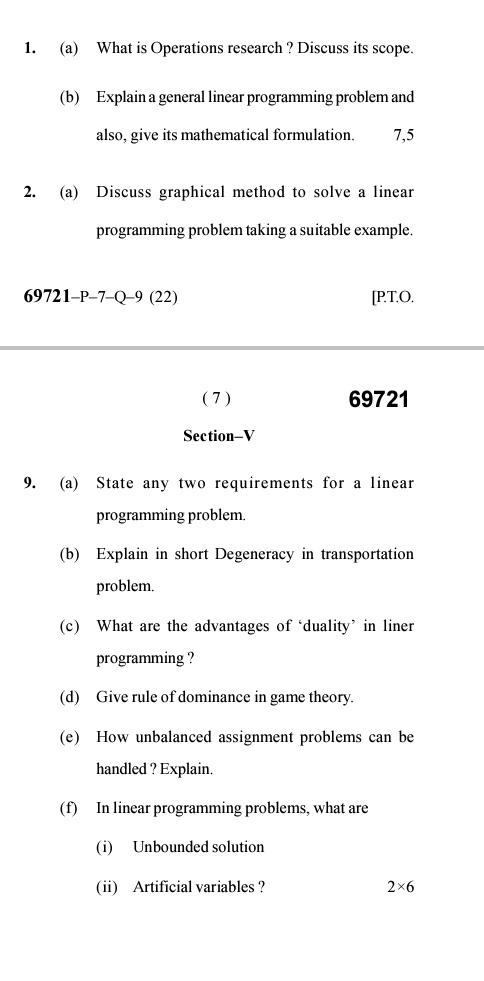 Solved 1. (a) What is Operations research ? Discuss its | Chegg.com