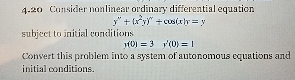 Solved 4 20 Consider Nonlinear Ordinary Differential