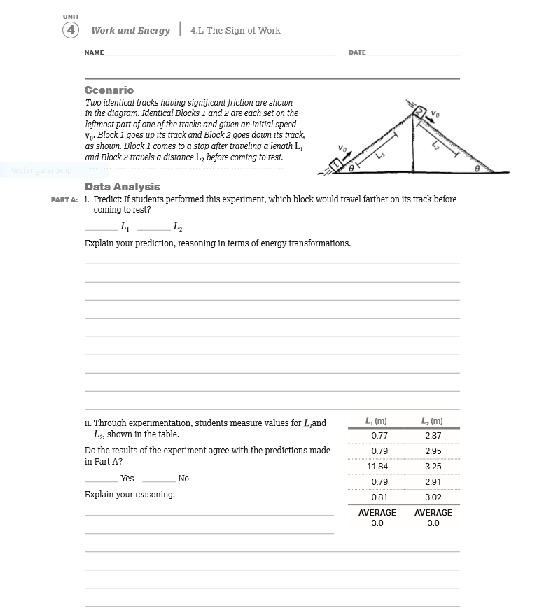 Solved UNIT 4 Work and Energy | 4.1 The Sign of Work NAME | Chegg.com