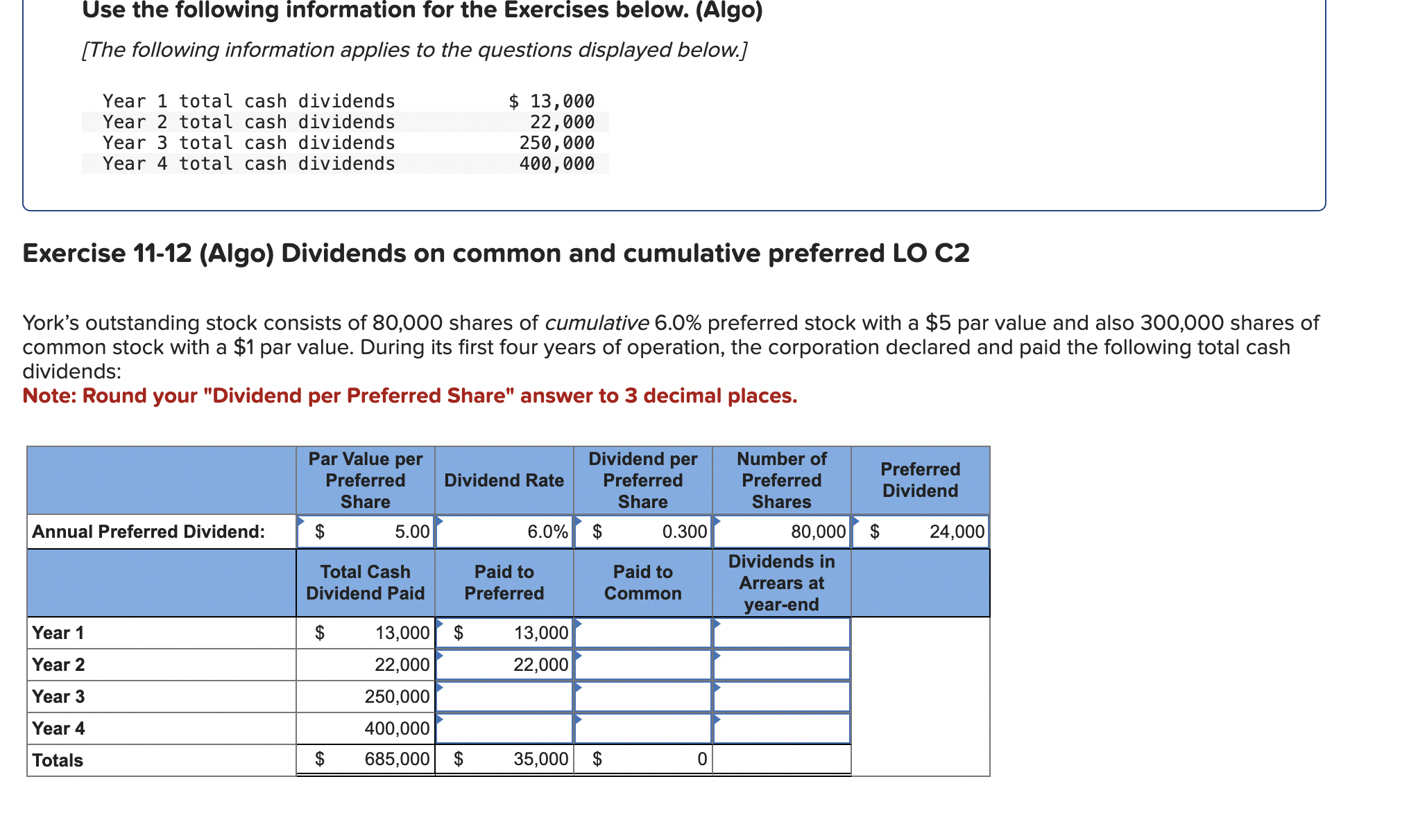 Solved Use the following information for the Exercises | Chegg.com