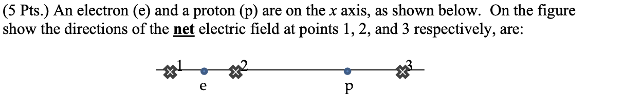 Solved 5 Pts.) An electron (e) and a proton (p) are on the x | Chegg.com