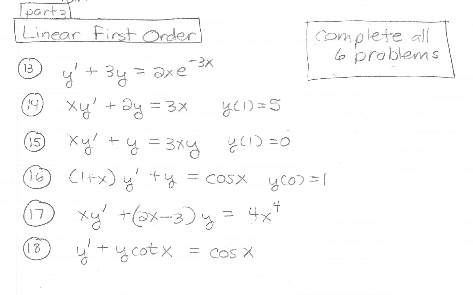 Solved Parts Linear First Order Complete All 13