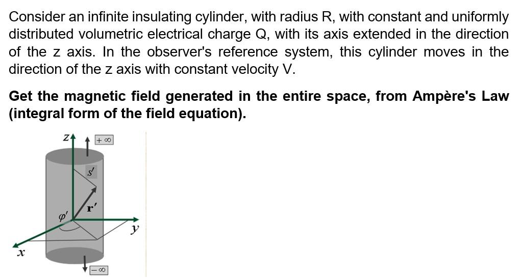 Solved Consider an infinite insulating cylinder, with radius | Chegg.com