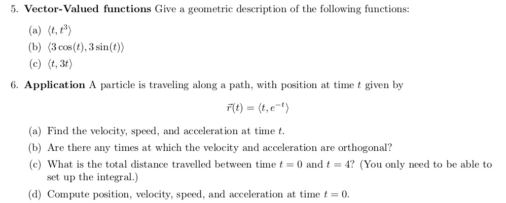 Solved 5. Vector-Valued functions Give a geometric | Chegg.com