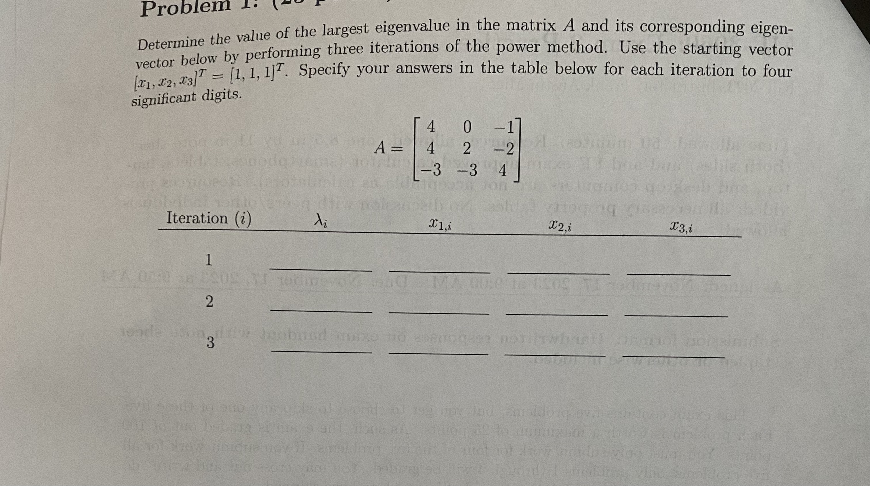 Solved Determine the value of the largest eigenvalue in the | Chegg.com